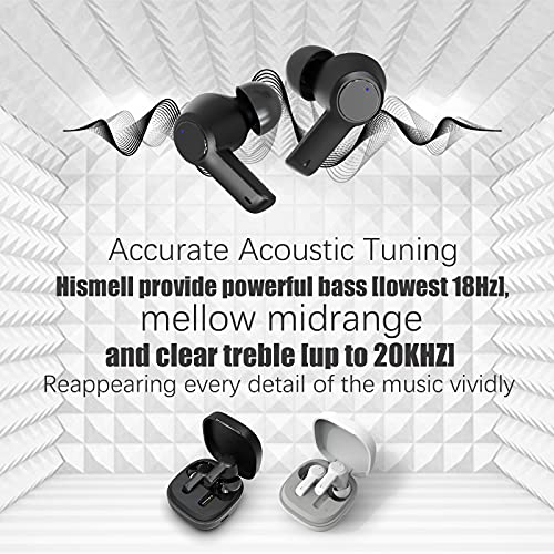 Hismell Bluetooth Earphone Wireless Earbuds Headphones with Charging Case Built-in Mic ANC in-Ear Deep Bass for Sports