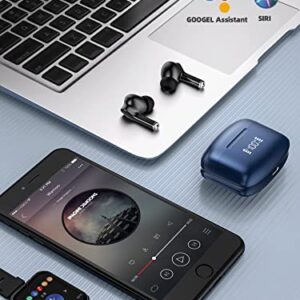 YHT Bluetooth 5.2 Wireless Earbuds, Clear Call Noise Cancelling with 4 Microphones Wireless in Ear Headphones, LED Power Display HiFi Stereo Sound Earphones Compatible for iPhone Android, Blue