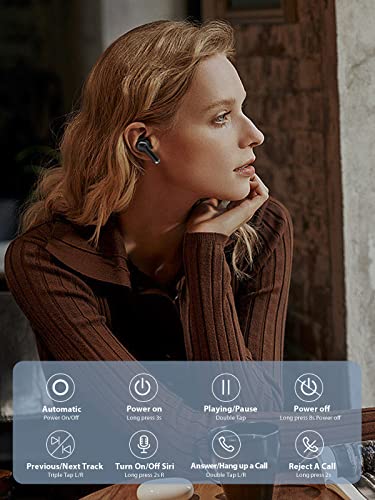 YHT Bluetooth 5.2 Wireless Earbuds, Clear Call Noise Cancelling with 4 Microphones Wireless in Ear Headphones, LED Power Display HiFi Stereo Sound Earphones Compatible for iPhone Android, Blue