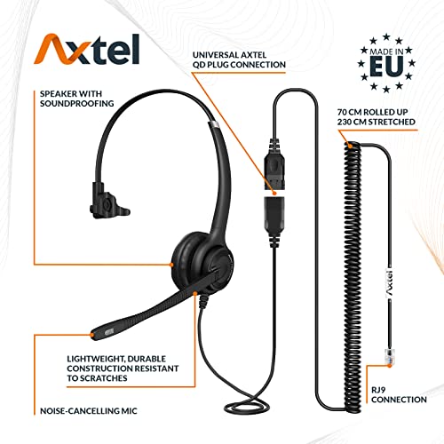 Axtel Bundle Elite HDvoice Mono NC with AXC-03 Cable | Noise Cancellation - Compatible with Yealink T2, T4, T5 Series IP Phones