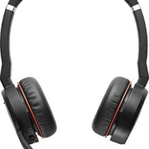 Jabra Evolve 75 MS Wireless Headset, Stereo – Includes Link 370 USB Adapter and Charging Stand – Bluetooth Headset with World-Class Speakers, Active Noise-Cancelling Microphone, (Renewed)