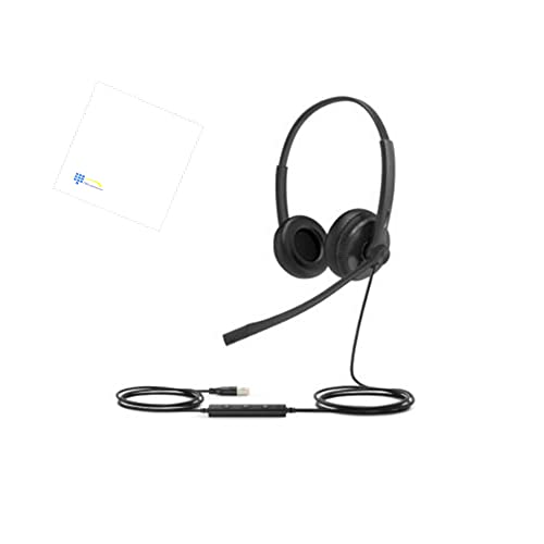 TWA Yealink Bundle of Professional USB Wired Headset UH34-LITE-DUAL-TEAMS with Crystal Clear Audio Teams Optimized USB Compatible with Office Meeting Rooms Zoom & Teams and Microfiber Cloth