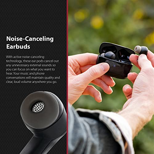 Boston Acoustics - TW1 True Wireless Earbuds, Active Noise-Cancellation, IPX4 Water Resistance, Bluetooth Connection, Apple and Android Compatible, Portable Wireless Charging case - Black