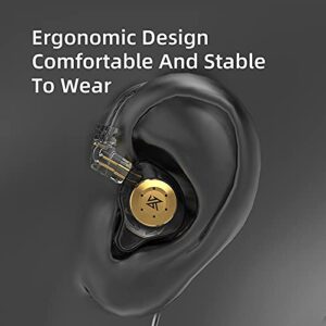 Sicanal KZ EDX PRO HiFi Earphone 1DD Dual Magnetic Circuit Dynamic Drive Music Earbuds Sports Headphone Noise Cancelling Headset with Detachable Upgraded Cable (Black, Without Mic)