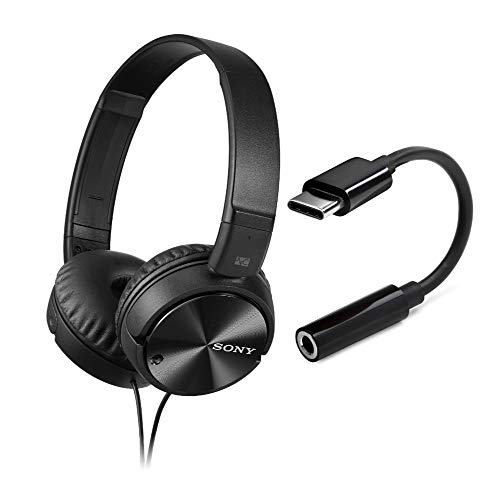 Sony MDR-ZX110NC Noise-Cancelling Headphones with Knox Gear Type-C to 3.5mm Headphone Adapter Bundle (2 Items)