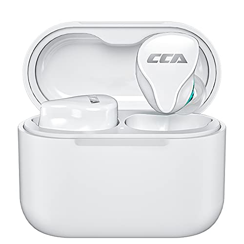 erjigo TWS Wireless Earbuds, CCA CC4 Bluetooth 5.2 Headphones 20 Hours Playtime Earphones with Charging Case, in Ear Headset Noise Cancelling Microphone, for Sports/Working (White)