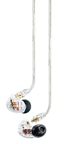 Shure SE535-CL Professional Sound Isolating Earphones, High Definition Sound + Natural Bass, Three Drivers, In-Ear Fit, Detachable Cable, Durable Quality - Clear