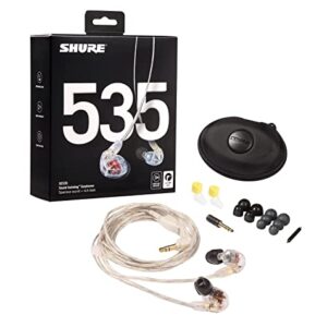 Shure SE535-CL Professional Sound Isolating Earphones, High Definition Sound + Natural Bass, Three Drivers, In-Ear Fit, Detachable Cable, Durable Quality - Clear