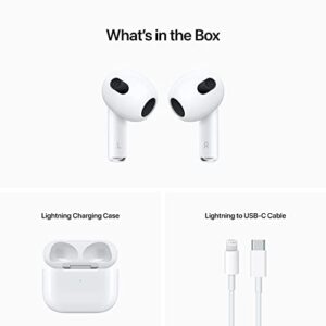 Apple AirPods (3rd Generation) Wireless Earbuds with Lightning Charging Case. Spatial Audio, Sweat and Water Resistant, Up to 30 Hours of Battery Life. Bluetooth Headphones for iPhone