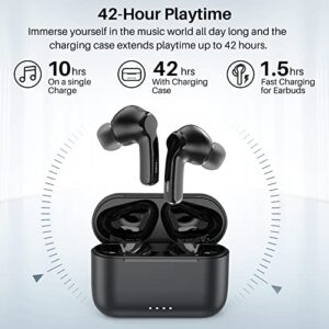 TOZO NC2 Hybrid Active Noise Cancelling Wireless Earbuds, in-Ear Detection Headphones, IPX6 Waterproof Bluetooth 5.2 Stereo Earphones, Immersive Sound Premium Deep Bass Headset, Black