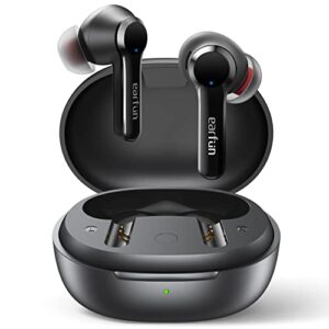 earfun wireless earbuds, air pro 2 hybrid active noise cancelling wireless earphones, bluetooth 5.2 headphones with 6 mics call, in-ear detection, ambient mode, 34h playtime wireless charging, black