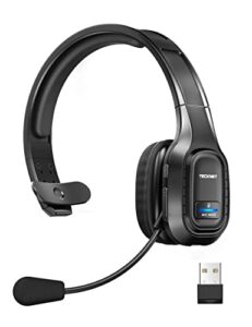 tecknet trucker bluetooth headset with microphone noise canceling wireless on ear headphones, hands free wireless headset for cell phone computer office home call center skype (black)