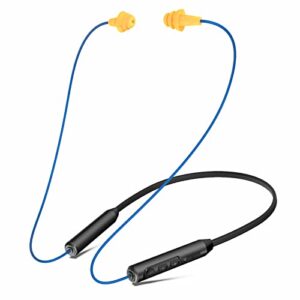 mipeace bluetooth earplug headphones, neckband wireless earbuds earplugs-29db noise reduction isolating in-ear earplug earphones with mic and controls,ipx5 sweatproof,19+hour battery for work safety