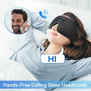 Sleep Headphones Bluetooth 5.0 Wireless 3D Eye Mask, Lightimetunnel Washable Sleeping Headphones for Side Sleepers With Adjustable Ultra Thin Stereo Speakers Microphone Hands Free for Insomnia Travel