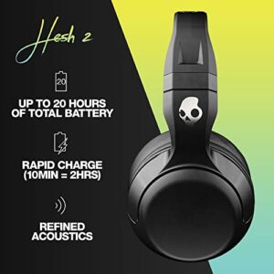 Skullcandy Hesh 2 Wireless Over-Ear Bluetooth Headphones for iPhone and Android with Microphone / 15 Hours of Battery Life / Great for Music, School, Workouts, Travel, and Gaming - Black