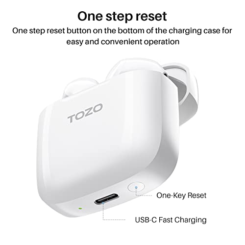 TOZO A3 Wireless Earbuds Bluetooth 5.3 Half in-Ear Lightweight Headsets with Digital Call Noise Reduction,Charging Case with Reset Button Hall Detection,Premium Sound with Long Endurance,White