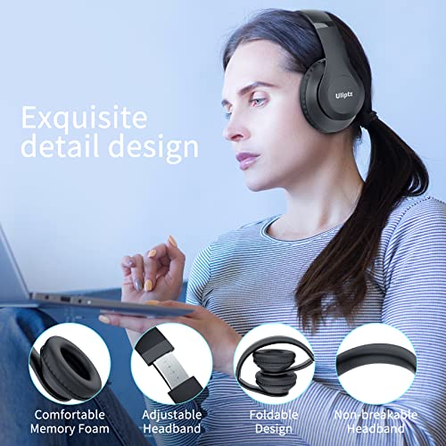 Uliptz Wireless Bluetooth Headphones, 65H Playtime, 6 EQ Sound Modes, HiFi Stereo Over Ear Headphones with Microphone, Foldable Lightweight Bluetooth 5.3 Headphones for Travel/Office/Cellphone/TV/PC