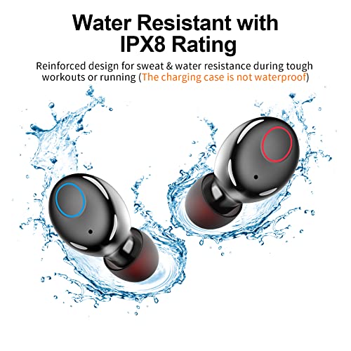 kurdene Bluetooth Wireless Earbuds, S8 Deep Bass Sound 38H Playtime IPX8 Waterproof Earphones Call Clear with Microphone in-Ear Bluetooth Headphones Comfortable for iPhone, Android