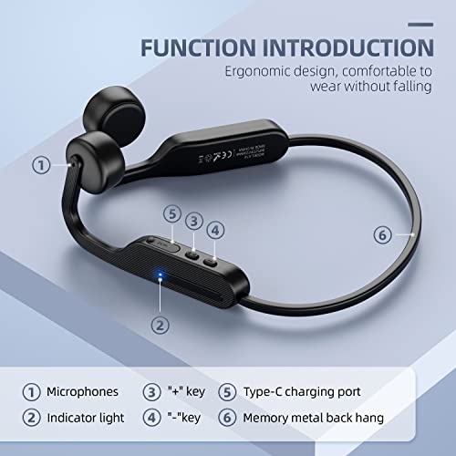 PURERINA Bone Conduction Headphones Open Ear Headphones Bluetooth 5.0 Sports Wireless Earphones with Built-in Mic, Sweat Resistant Headset for Running, Cycling, Hiking, Driving