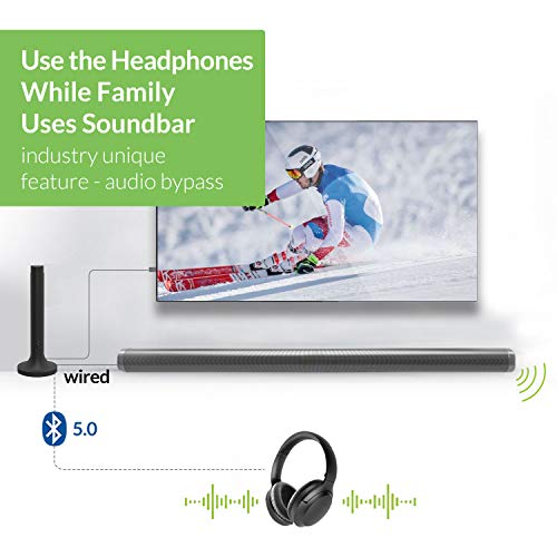 Avantree Opera 35Hrs Comfortable Wireless Headphones for TV Watching with Bluetooth 5.0 Transmitter & Charging Stand, Clear Dialogue Mode, Passthrough, High Volume for Seniors, 164FT Long Range