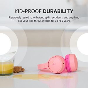 Belkin SoundForm Mini - Wireless Bluetooth Headphones For Kids with Built In Microphone - On-Ear Earphones for iPhone, iPad, Fire Tablet & more - Pink