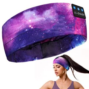 lc-dolida bluetooth headband headphones, starry music cozy band wireless sleeping headband sleep headphone bluetooth headband with thin speaker microphone handsfree best gift ideas perfect for sports