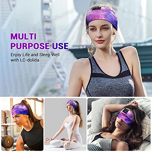 LC-dolida Bluetooth Headband Headphones, Starry Music Cozy Band Wireless Sleeping Headband Sleep Headphone Bluetooth Headband with Thin Speaker Microphone Handsfree Best Gift Ideas Perfect for Sports