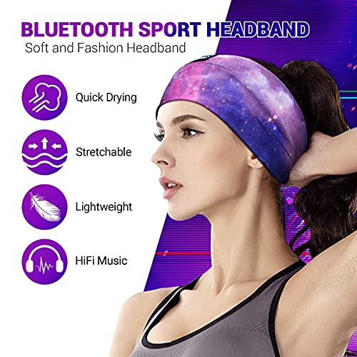 LC-dolida Bluetooth Headband Headphones, Starry Music Cozy Band Wireless Sleeping Headband Sleep Headphone Bluetooth Headband with Thin Speaker Microphone Handsfree Best Gift Ideas Perfect for Sports