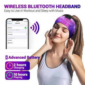 LC-dolida Bluetooth Headband Headphones, Starry Music Cozy Band Wireless Sleeping Headband Sleep Headphone Bluetooth Headband with Thin Speaker Microphone Handsfree Best Gift Ideas Perfect for Sports