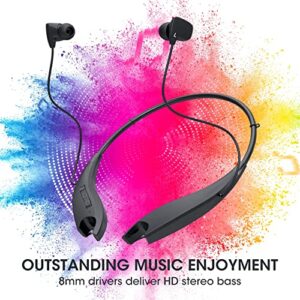 Bluetooth Headphones, Neckband Bluetooth Headphones 24H of Playback, Around The Neck Bluetooth Headphones with Vibrate, Noise Cancelling Microphones, IPX7 Waterproof, for Sports, Music, Conference