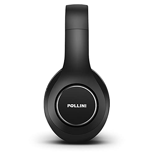 pollini Bluetooth Headphones Wireless, 40H Playtime Foldable Over Ear Headphones with Microphone, Deep Bass Stereo Headset with Soft Memory-Protein Earmuffs for iPhone/Android Cell Phone/PC (Black)