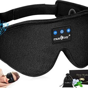 MUSICOZY Sleep Headphones Bluetooth Headband Sleeping Headphones Sleep Mask, Wireless Mask Earbuds for Side Sleepers Men Women Air Travel Cool Tech Gadgets Unique Gifts Boys Girls