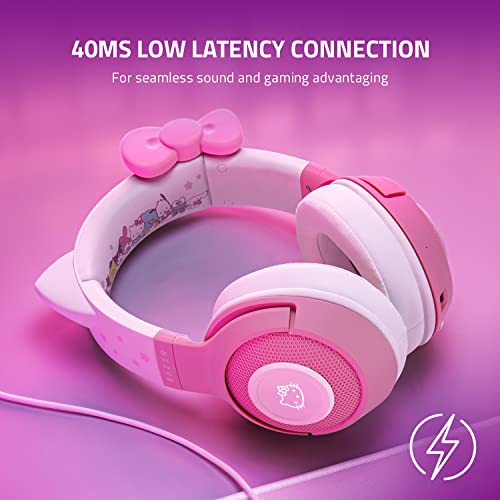 Razer Kraken BT Headset: Bluetooth 5.0-40ms Low Latency Connection - Custom-Tuned 40mm Drivers - Beamforming Microphone - Powered Chroma - Hello Kitty & Friends Edition