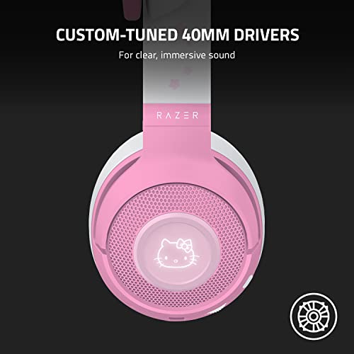 Razer Kraken BT Headset: Bluetooth 5.0-40ms Low Latency Connection - Custom-Tuned 40mm Drivers - Beamforming Microphone - Powered Chroma - Hello Kitty & Friends Edition