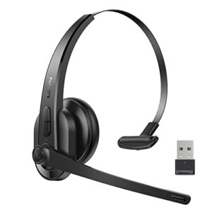 levn wireless headset, bluetooth headset with microphone ai noise canceling & mute button, 35hrs on-ear bluetooth headphones with usb for call center/trucker/office/home/online class/remote work/zoom