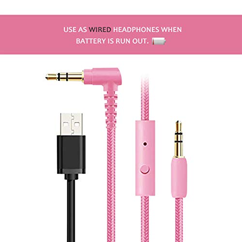 Riwbox CT-7 Cat Ear Bluetooth Headphones, LED Light Up Bluetooth Wireless Over Ear Headphones with Microphone and Volume Control for iPhone/iPad/Smartphones/Laptop/PC/TV (Pink&Green)