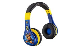 ekids paw patrol kids bluetooth headphones, wireless headphones with microphone includes aux cord, volume reduced kids foldable headphones for school, home, or travel