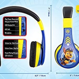 eKids Paw Patrol Kids Bluetooth Headphones, Wireless Headphones with Microphone Includes Aux Cord, Volume Reduced Kids Foldable Headphones for School, Home, or Travel