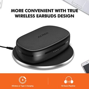 ACREO The Next Generation Open Ear Headphones, OpenBuds【2022 Launched】, True Wireless Earbuds with Earhooks, Bluetooth Workout Headphones, 18 Hours Playtime with Case, IPX7 Waterproof, Black