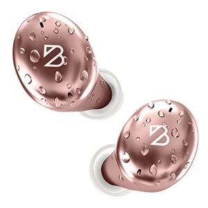 tempo 30 rose gold wireless earbuds for small ears women, cute pink bluetooth bass boost earphones small ear canals, ipx7 sweatproof, 32-hour long battery, loud in ear headphones gift for women