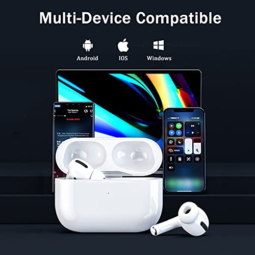 Wireless Earbuds, Bluetooth 5.2 Earbuds Stereo Bass, Bluetooth Headphones in Ear Noise Cancelling Mic, Earphones IP7 Waterproof Sports, 24H Playtime USB-C Charging Case Ear Buds for Android iOS White