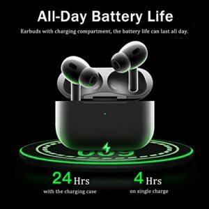 Wireless Earbuds, Bluetooth 5.2 Earbuds Stereo Bass, Bluetooth Headphones in Ear Noise Cancelling Mic, Earphones IP7 Waterproof Sports, 24H Playtime USB-C Charging Case Ear Buds for Android iOS White