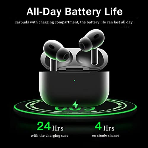 Wireless Earbuds, Bluetooth 5.2 Earbuds Stereo Bass, Bluetooth Headphones in Ear Noise Cancelling Mic, Earphones IP7 Waterproof Sports, 24H Playtime USB-C Charging Case Ear Buds for Android iOS White