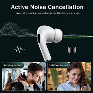 Wireless Earbuds, Bluetooth 5.2 Earbuds Stereo Bass, Bluetooth Headphones in Ear Noise Cancelling Mic, Earphones IP7 Waterproof Sports, 24H Playtime USB-C Charging Case Ear Buds for Android iOS White