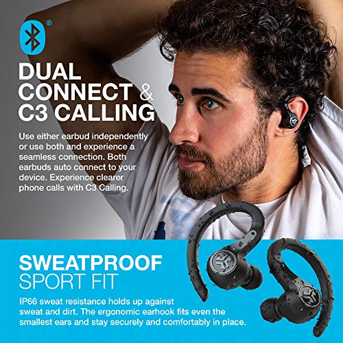 JLab Epic Air Sport ANC True Wireless Bluetooth 5 Earbuds | Headphones for Working Out | IP66 Sweatproof | 15-Hour Battery Life, 55-Hour Charging Case | Music Controls | 3 EQ Sound Settings