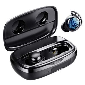 tribit wireless earbuds, 100h playtime bluetooth 5.0 ipx8 waterproof touch control true wireless bluetooth earbuds with mic earphones in-ear deep bass built-in mic bluetooth headphones, flybuds 3