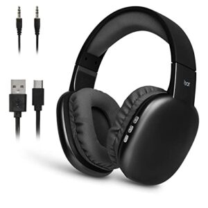 ijoy ultra wireless headphones with microphone- rechargeable over ear wireless bluetooth headphones with 10hr playtime, sd slot, backup wire- soft cushion wireless headset with mic (black)