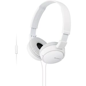 sony zx series wired on-ear headphones with mic, white mdr-zx110ap