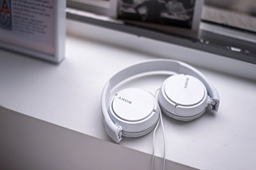 Sony ZX Series Wired On-Ear Headphones with Mic, White MDR-ZX110AP