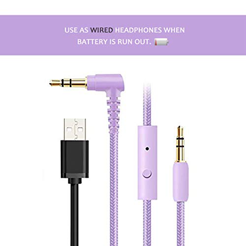 Riwbox Kids Headphones, CT-7S Cat Ear Bluetooth Headphones 85dB Volume Limiting,LED Light Up Kids Wireless Headphones Over Ear with Microphone for Laptop/PC/TV (Purple&Green)